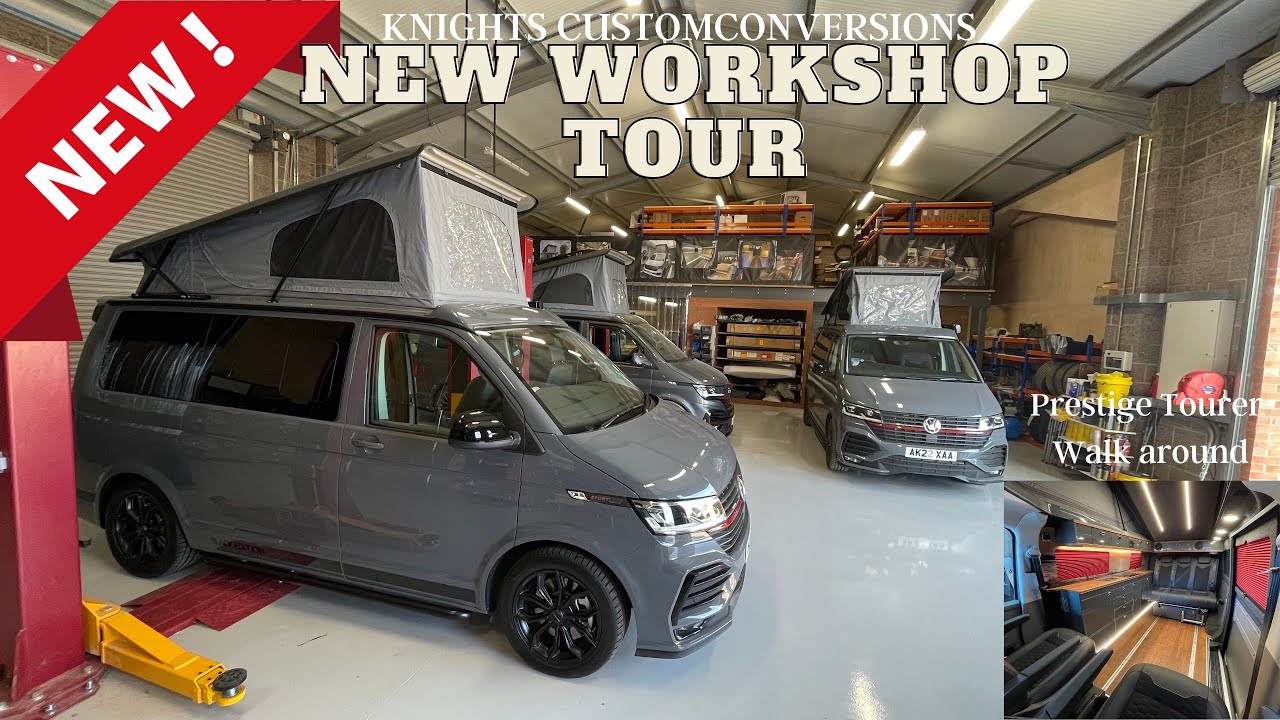 Knights NEW workshop tour with VW T6.1 Sportline black camper van ...