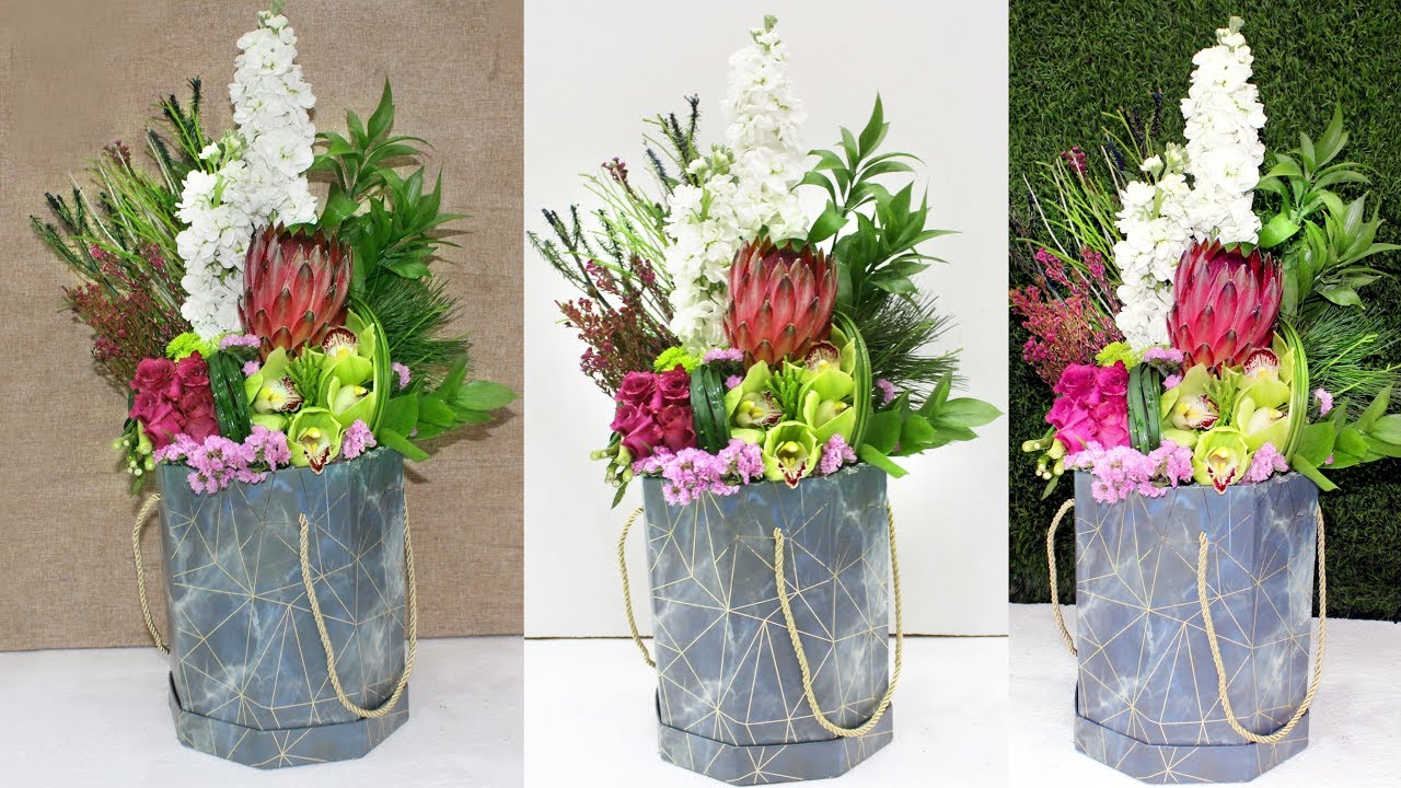 flower box || box bouquet arrangements - YouTube