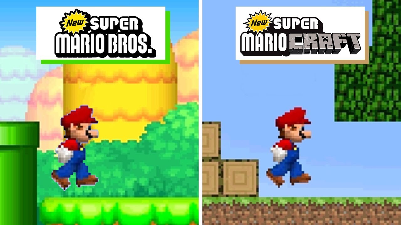 New Super Mario Bros (2006) Mario vs Minecraft | Graphics Comparison ...
