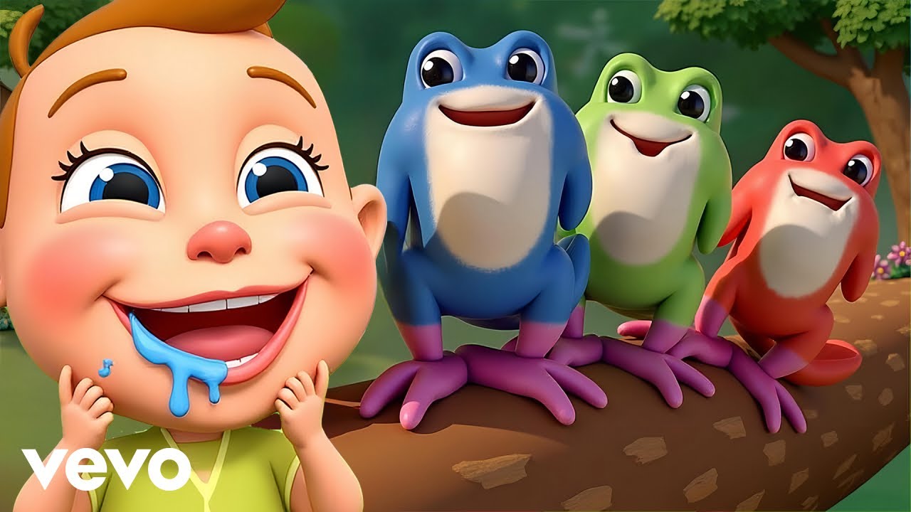 Five Little Speckled Frogs | Busy Bee Nursery Rhymes | Fun Counting ...