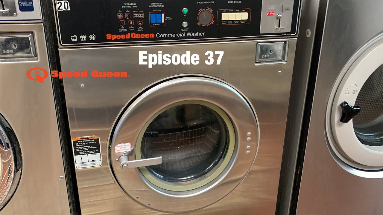 Laundromat day Episode 37 Speed Queen 30 pound washer Action - YouTube