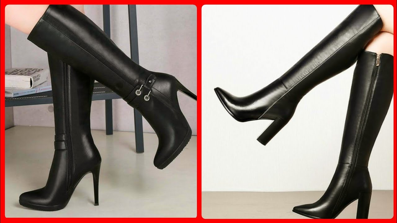 Latest Ladies Stylish Long Leather High Heel Boots Ideas | Latest ...