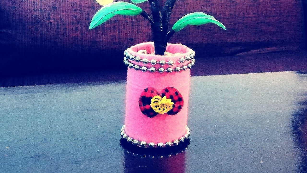 DIY;easy way to make flower vase/cara mudah buat pasu bunga - YouTube