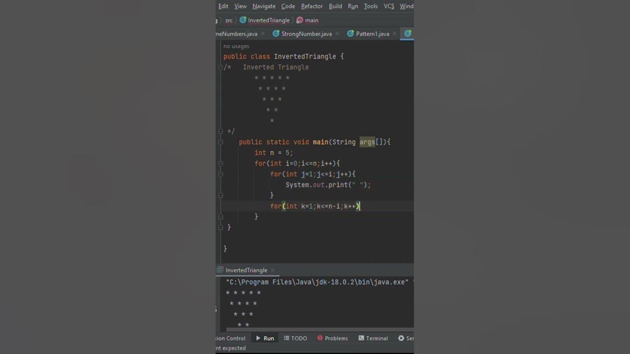Inverted Triangle Pattern Java Interview Question Coding Practice Youtube