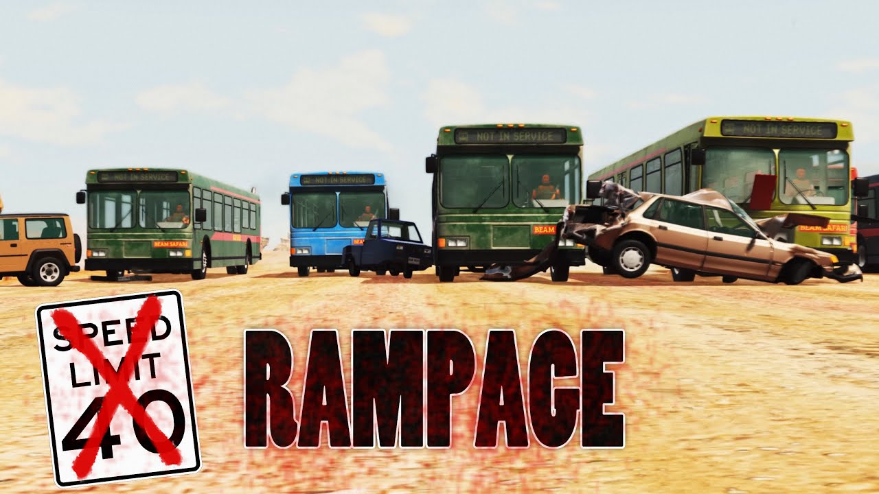 BeamNG Drive - Bus Rampage On The Long Bumpy Desert Road - YouTube