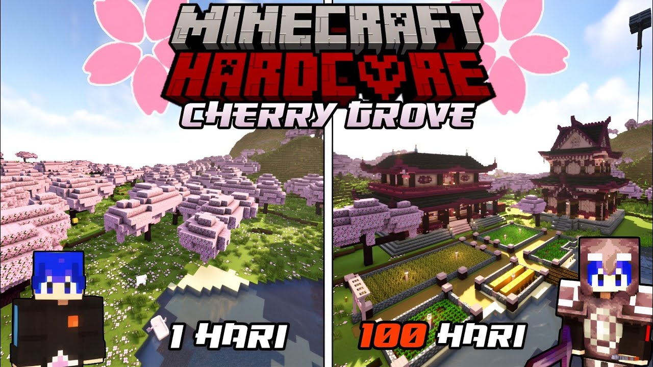 100 HARI DI MINECRAFT HARDCORE CHERRY GROVE ONLY - YouTube