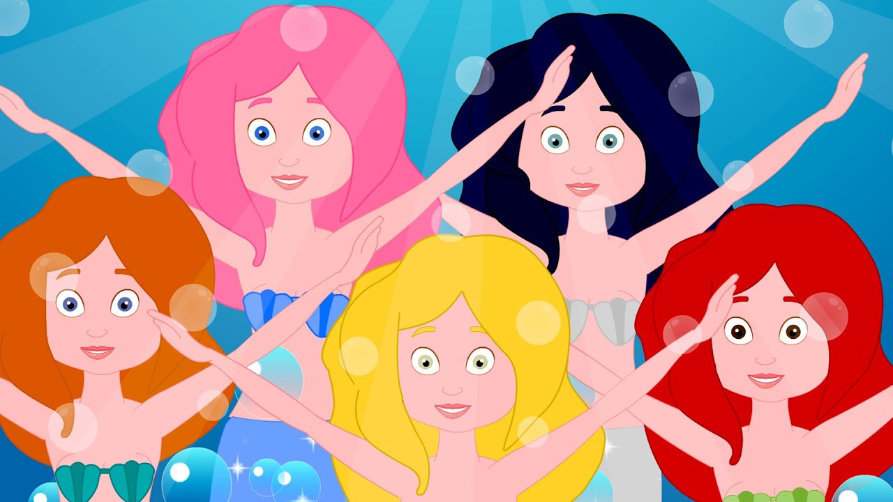 five little mermaids jumping on the bed | original songs | childrens ...