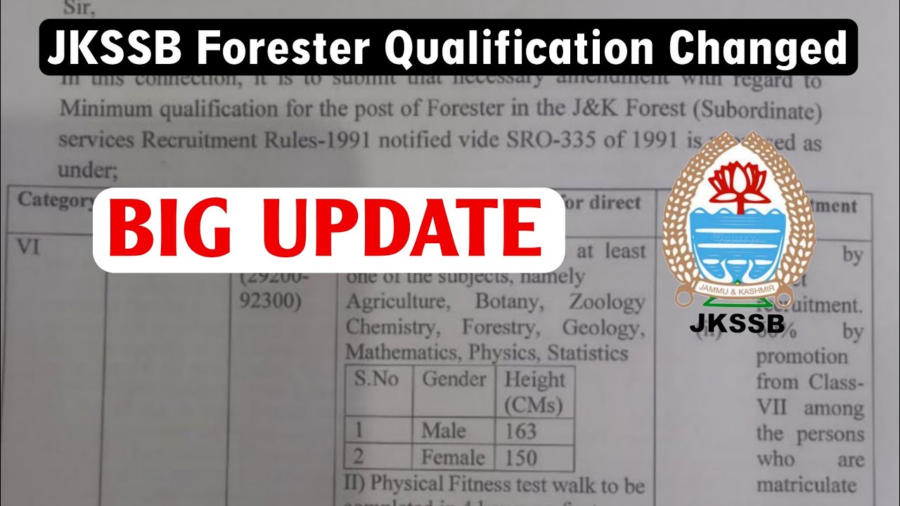 JKSSB Forester Qualification Update | Forest Qualification Change | New ...
