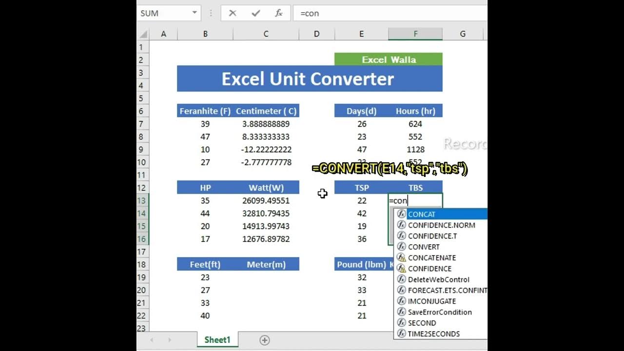 Unit Converter in Excel #excelhacks #excel #tricks #viralshorts #shorts ...