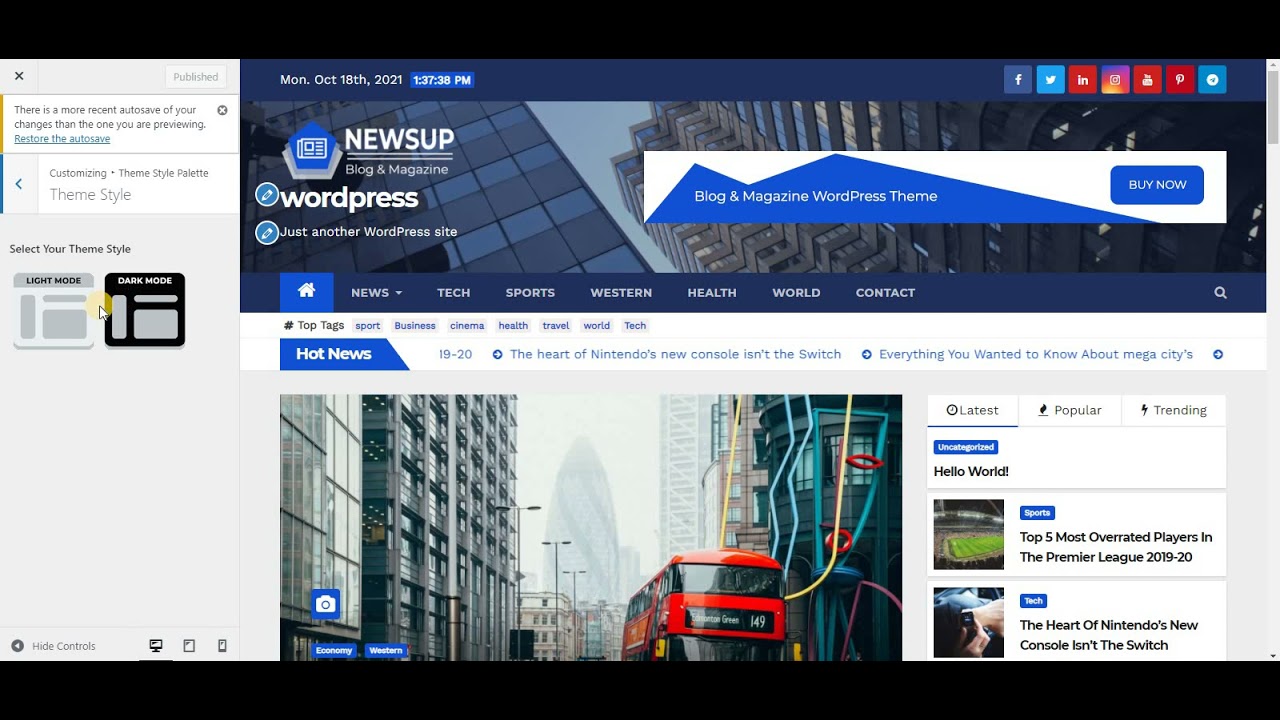 Newsup pro Theme Style - YouTube