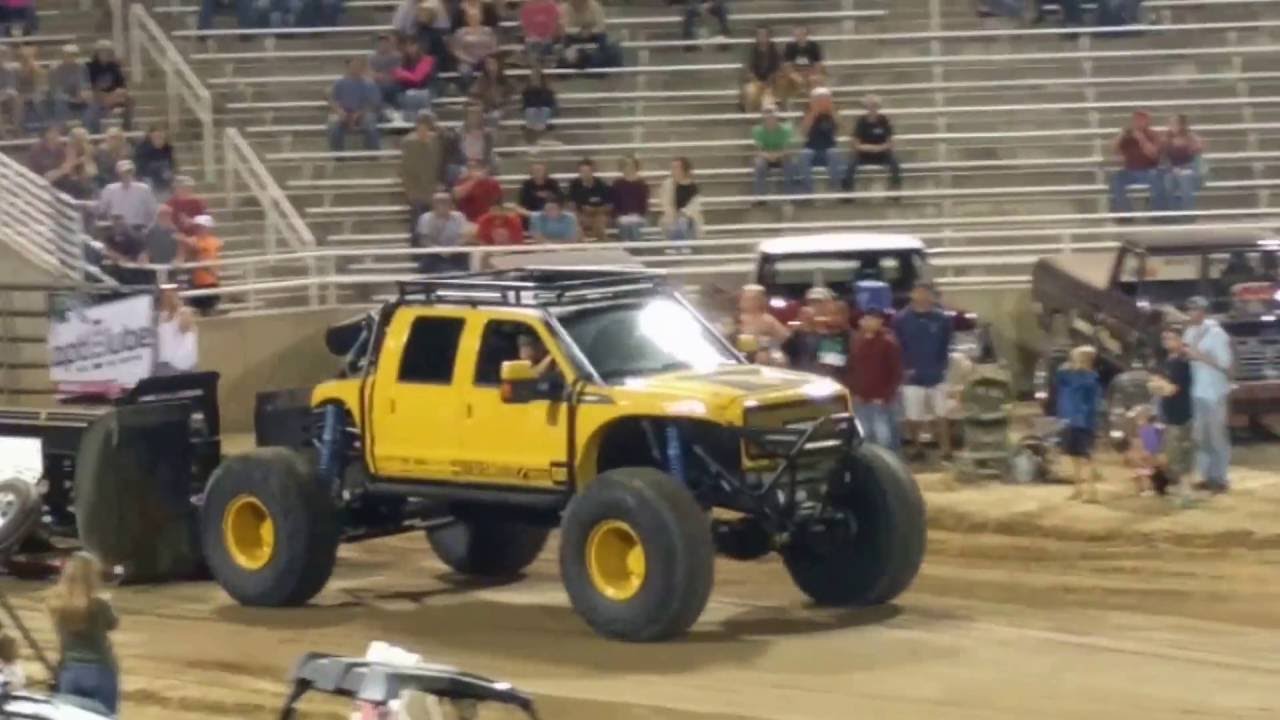 Giant modified diesel trucks pulling! BroDozer and The Mud Truck - YouTube