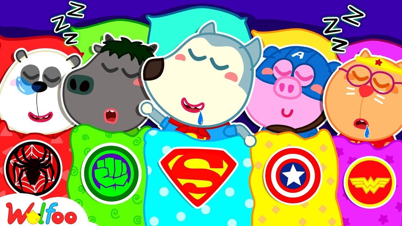 Baby Wolfoo and Ten in the Bed with Superhero Babies - Kids Stories ...