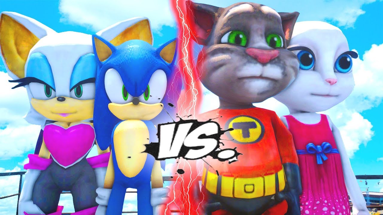 SONIC THE HEDGEHOG AND ROUGE THE BAT VS TALKING TOM AND TALKING ANGELA ...