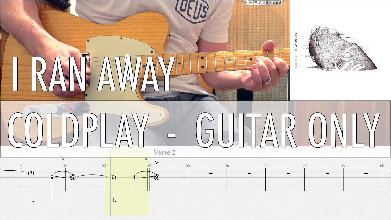 GUITAR ONLY • I Ran Away Coldplay Cover • Guitar Tab • Tutorial ...
