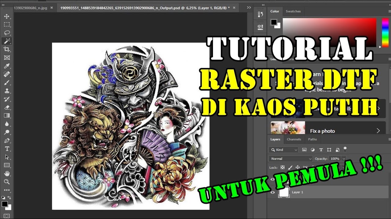 TUTORIAL RASTER DTF di KAOS WARNA PUTIH - YouTube