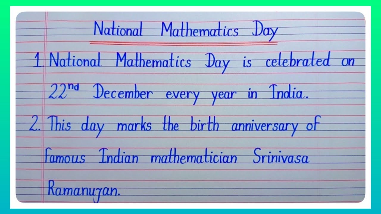 10 Lines Essay On National Mathematics Day l Essay On Srinivasa ...