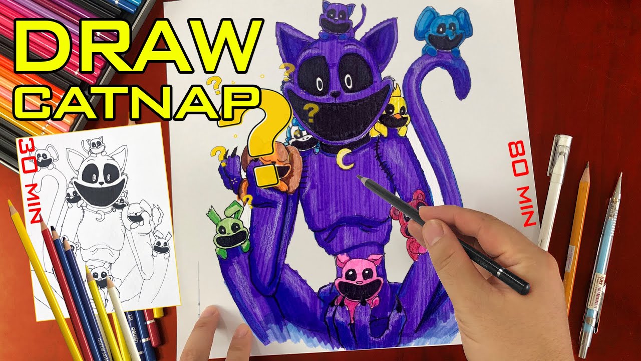 How to Draw CAT NAP - DOG DAY - Draw Smiling Critters - Poppy Playtime ...