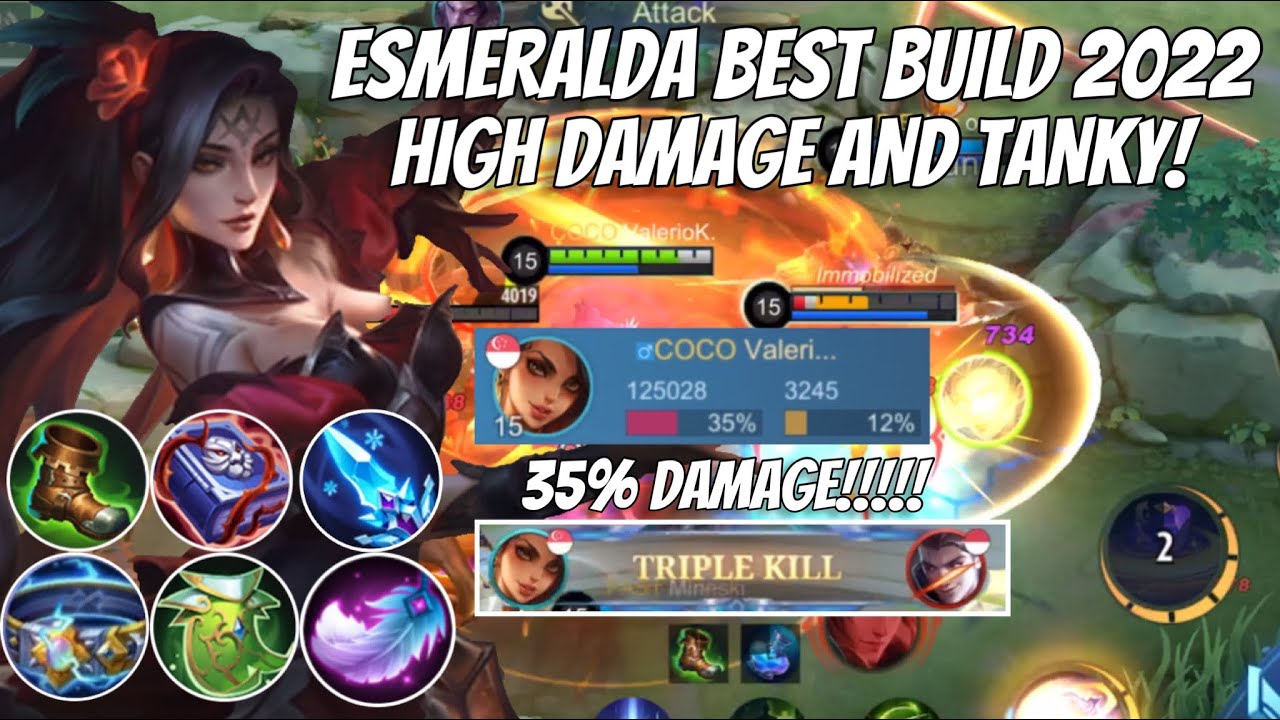 Esmeralda Best Build 2022 - HIGH DAMAGE & TANKY!! - 35% Damage |Mobile ...