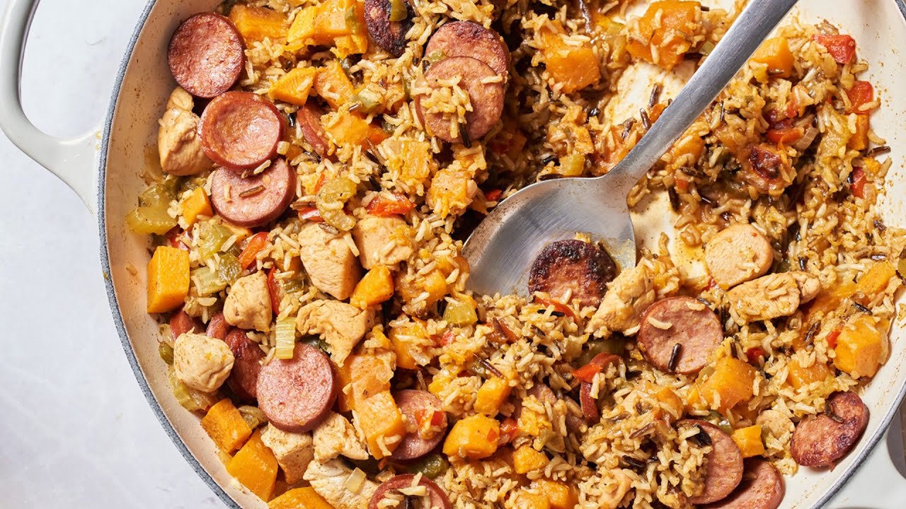 Wild Rice and Sweet Potato Jambalaya Recipe - YouTube