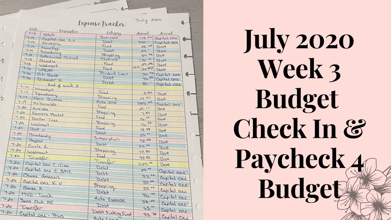 July 2020 Week 3 Budget Check In & Paycheck 4 Budget | Debt Free ...