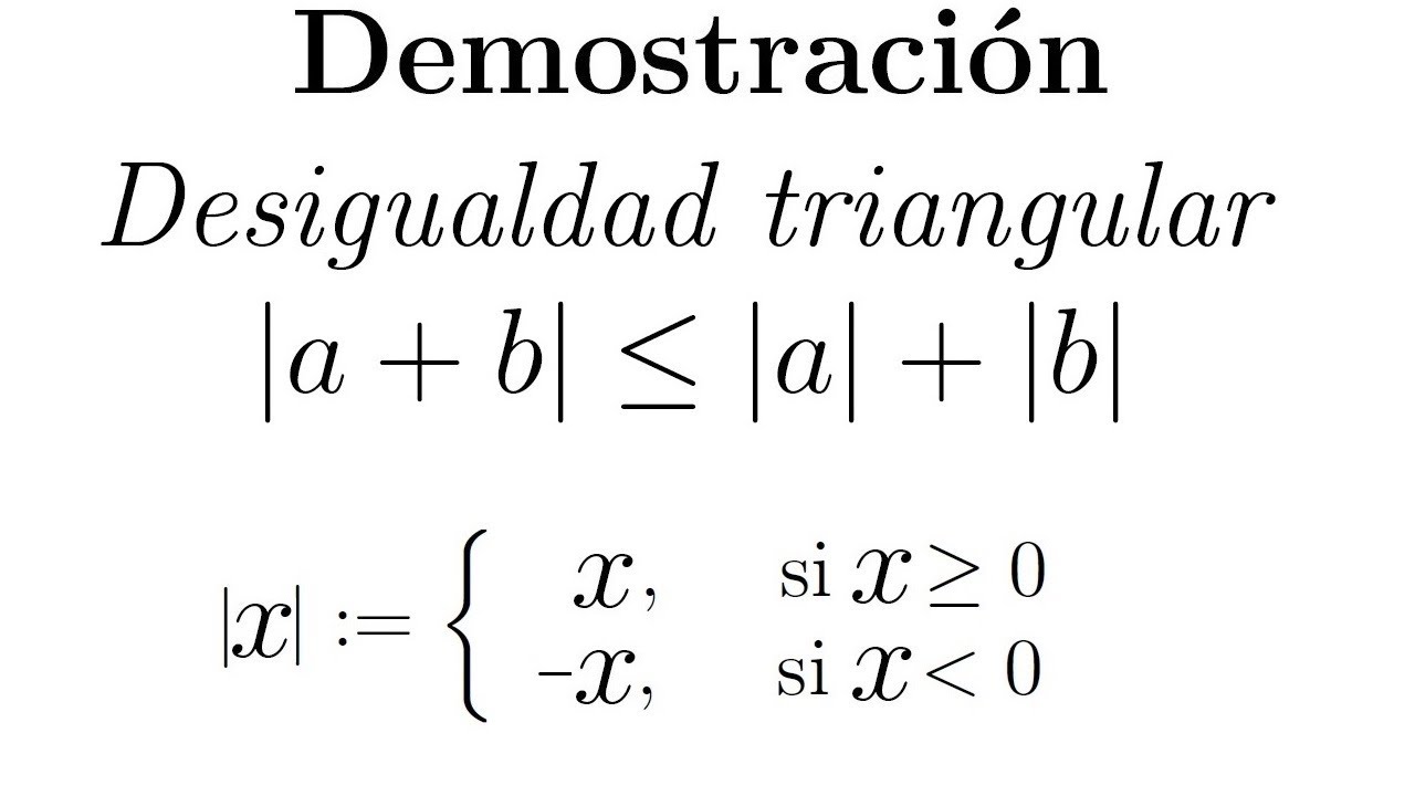 Demostración de la desigualdad triangular: Propiedad del Valor Absoluto. - YouTube