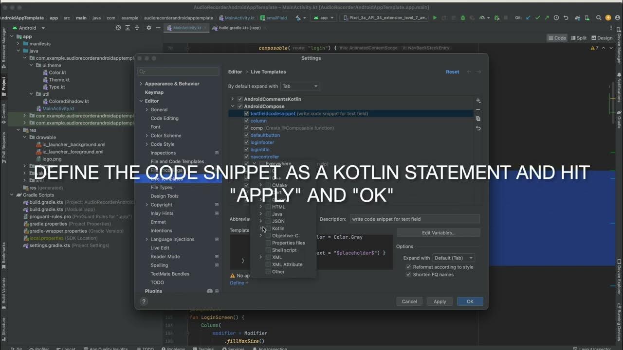 Jetpack Compose: Creating Custom Code Snippets for Android Studio - YouTube