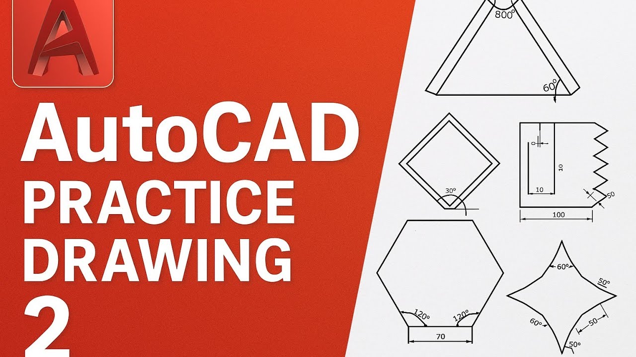 AutoCAD Practice Drawing 2 | Step by Step Tutorial for Beginners ...