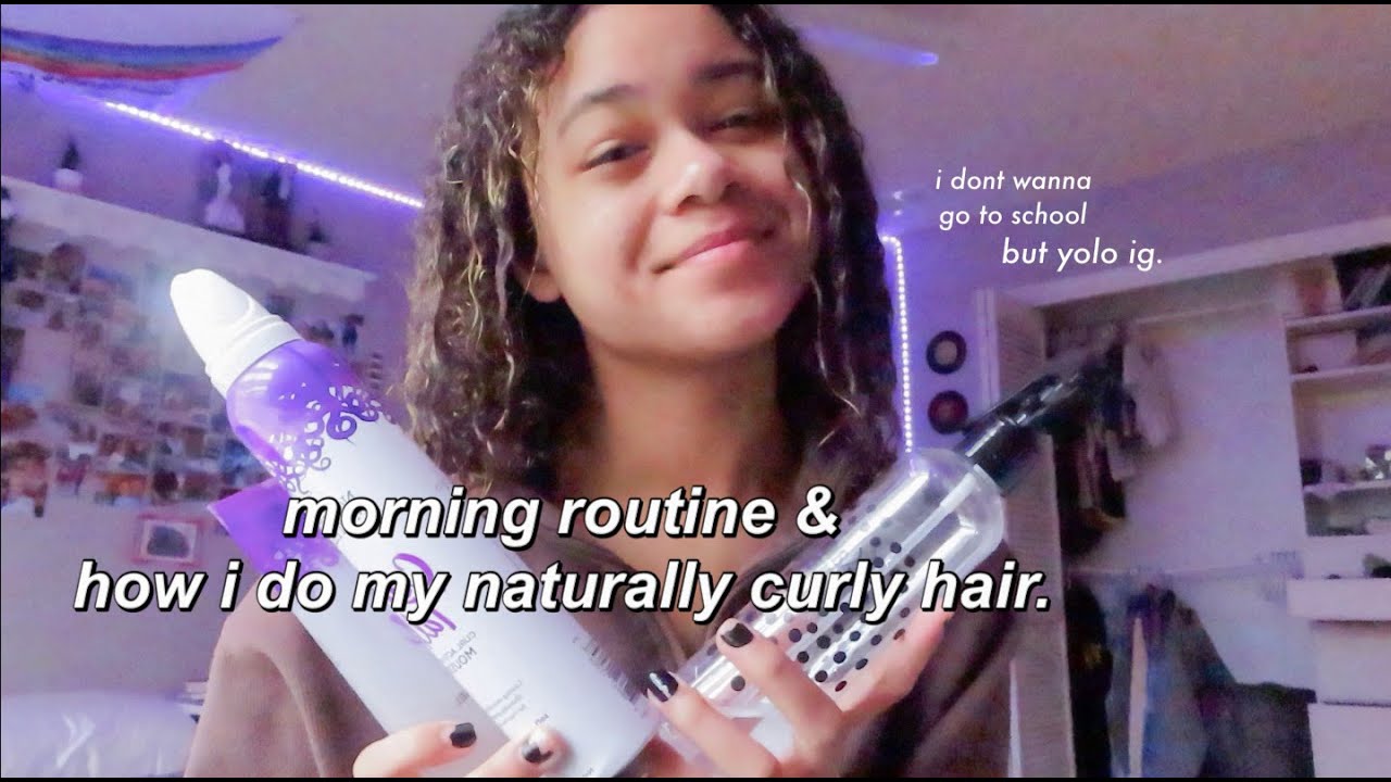 how i do my naturally curly hair + morning routine - YouTube