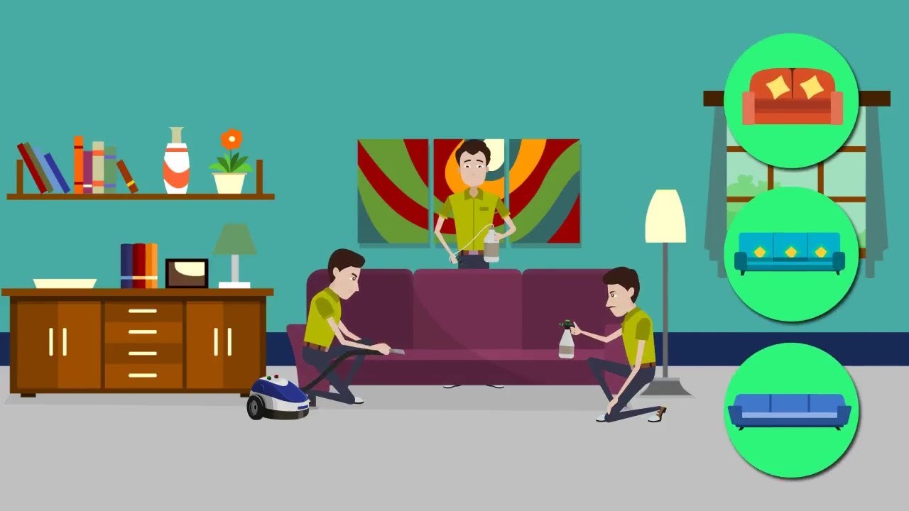 upholstery cleaning & deodorizing 2D animated explainer promo video - YouTube