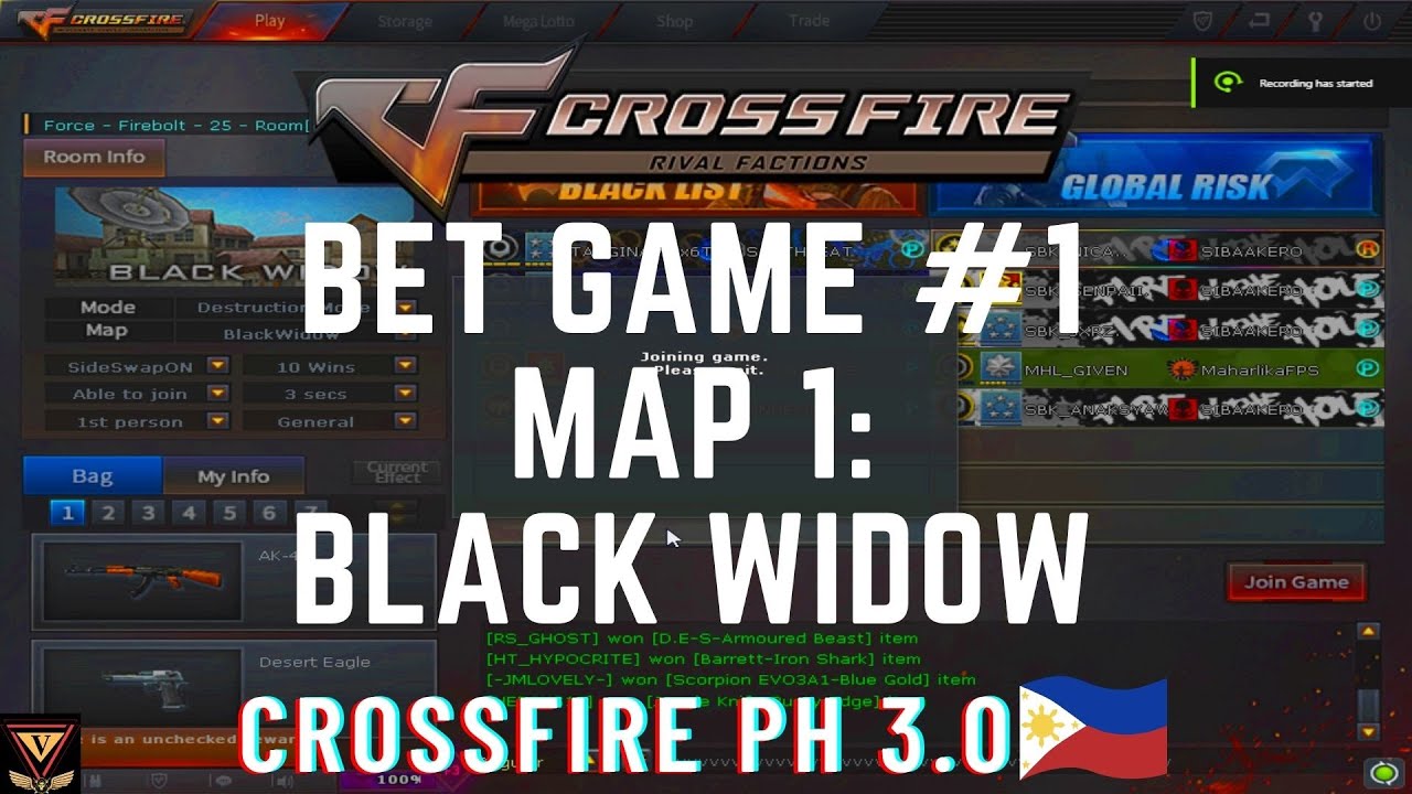 CrossFire 3.0 PH - Pustahan Agad !? - Black Widow Map 1- BetGame#1 ...