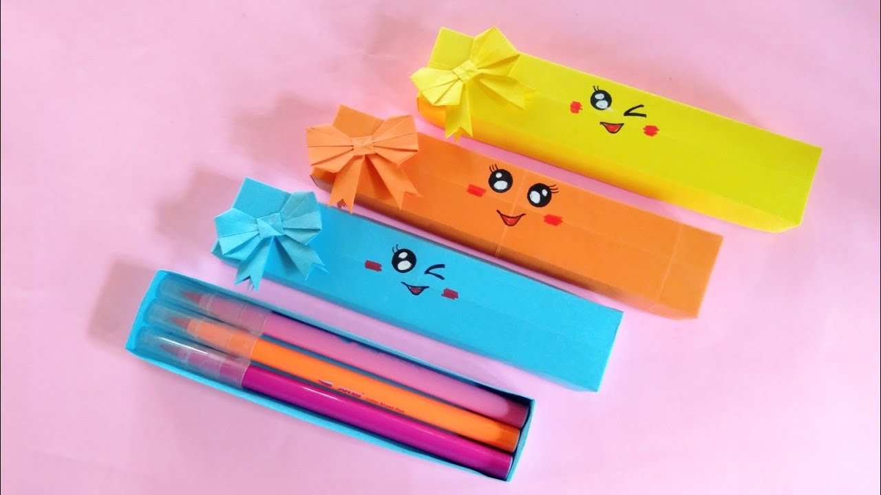 How To Make Pencil Box - Pencil Organizer DIY - Paper Folding - YouTube