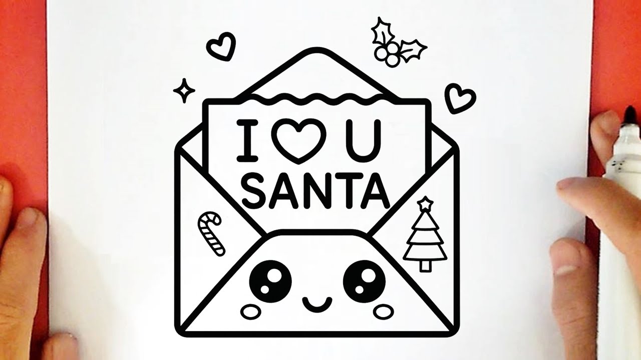 How to Draw a CUTE CHRISTMAS LETTER to Santa Claus - YouTube