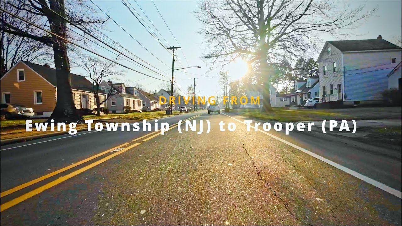 Driving from Ewing Township New Jersey to Trooper Pennsylvania,USA ...
