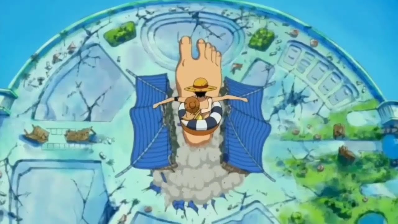 Luffy Destroyed Island By his Gigantic Foot - One Piece Sub [HD] - YouTube