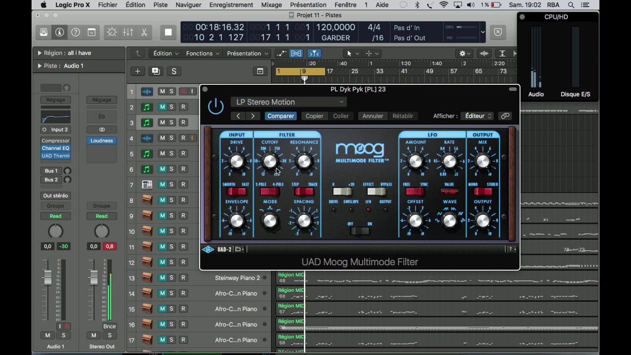 UAD universal audio MOOG MULTIMODE FILTER plugin test and review - YouTube