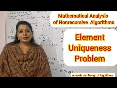 Lec15 : Element Uniqueness Problem | Mathematical Analysis of Nonrecursive Algorithms - YouTube