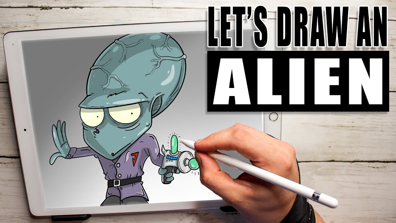 How to Draw An ALIEN | 31 Days of Halloween Drawing - YouTube