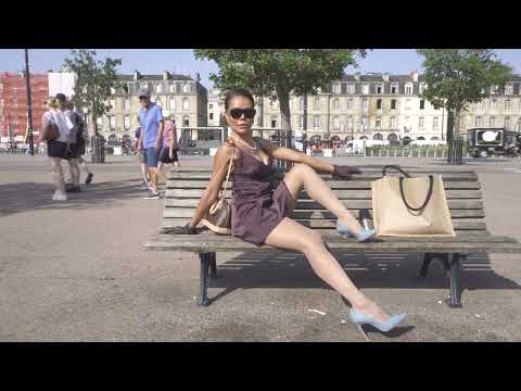 Vintage Elegance Outdoors | Satin Slip Dress & Classic Stockings