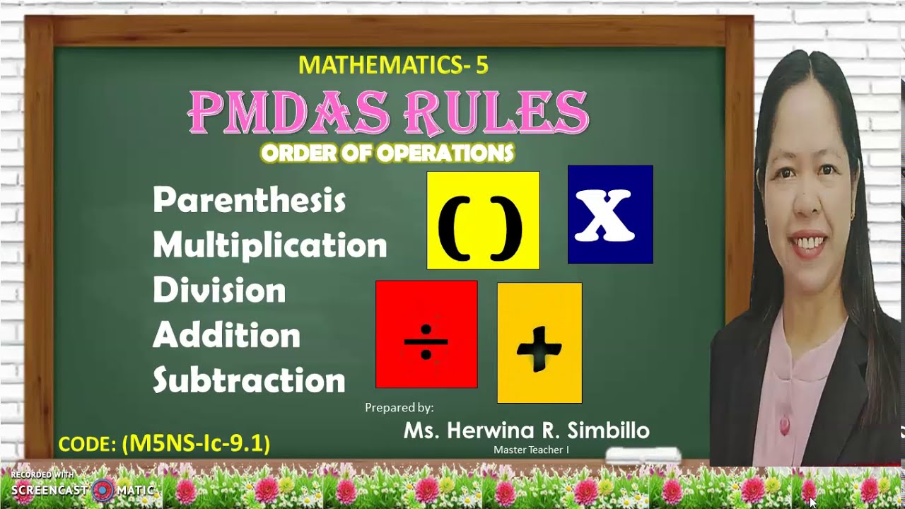 TEACHER WINA: MATH 5 - PMDAS RULES - YouTube
