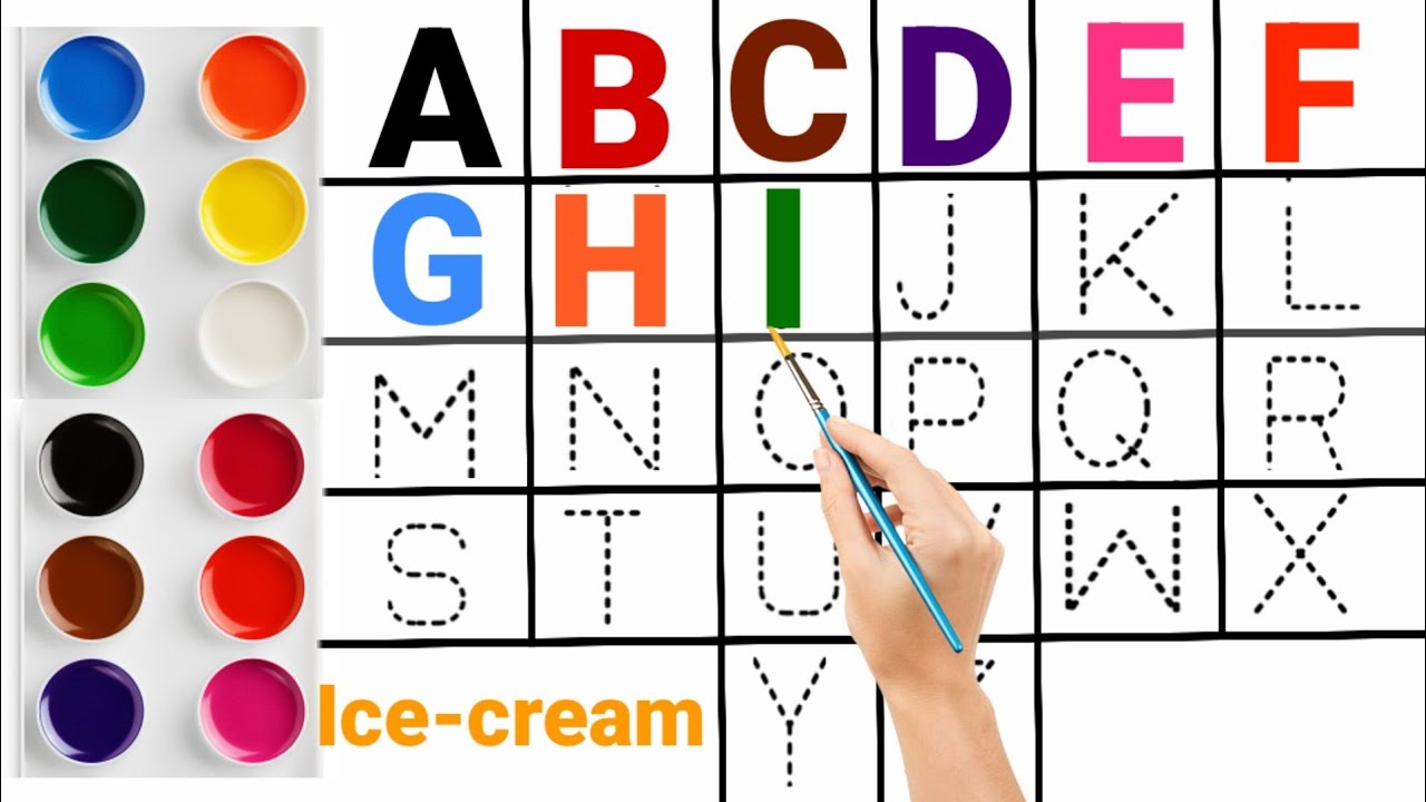 ABCD Dotted Line, Draw ABC, Dotted Alphabet, writing & coloring ...
