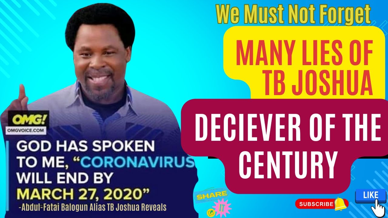 Late Abdul-Fatai Balogun Alias TB Joshua - Modern Day False Prophet ...