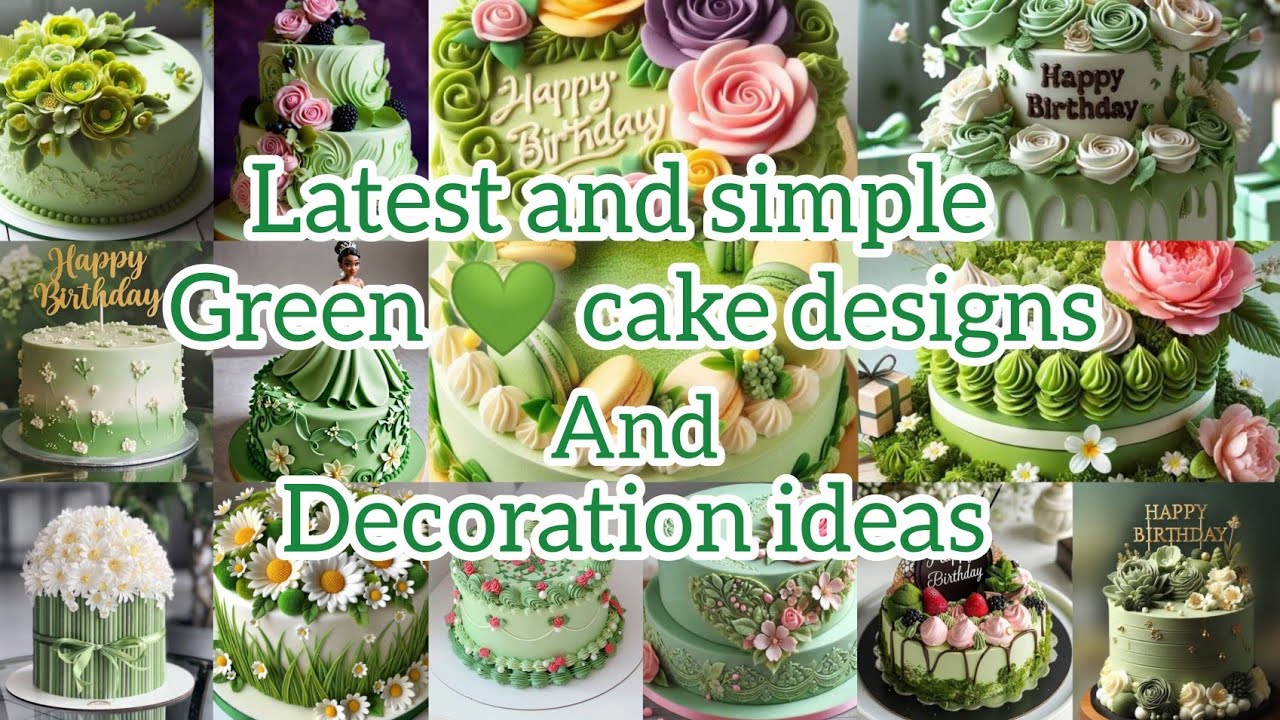 Simple 💚Green Colour Cake Designs/birthday cake/theme cake/light green ...