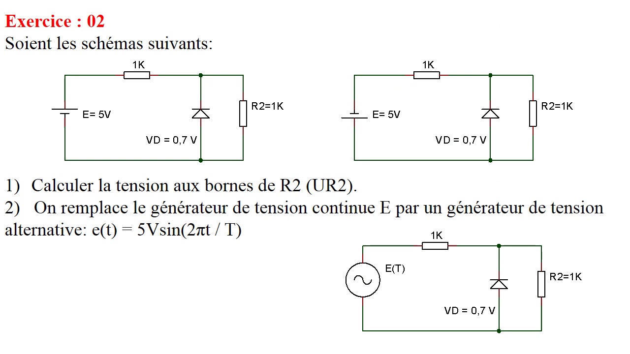 Exercices 01 et 02 diode avec solutions - YouTube