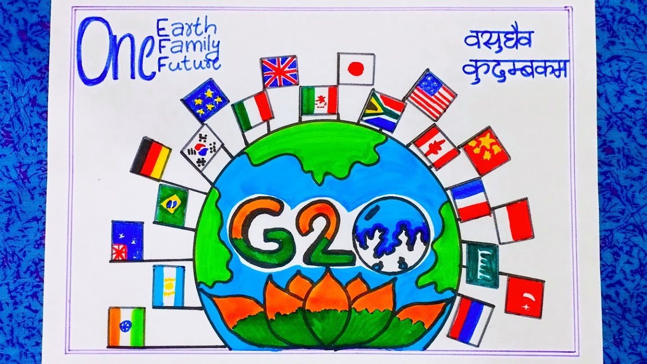 G20 Drawing/G20 Poster/G20 Countries Flag Drawing/One Earth One Family ...