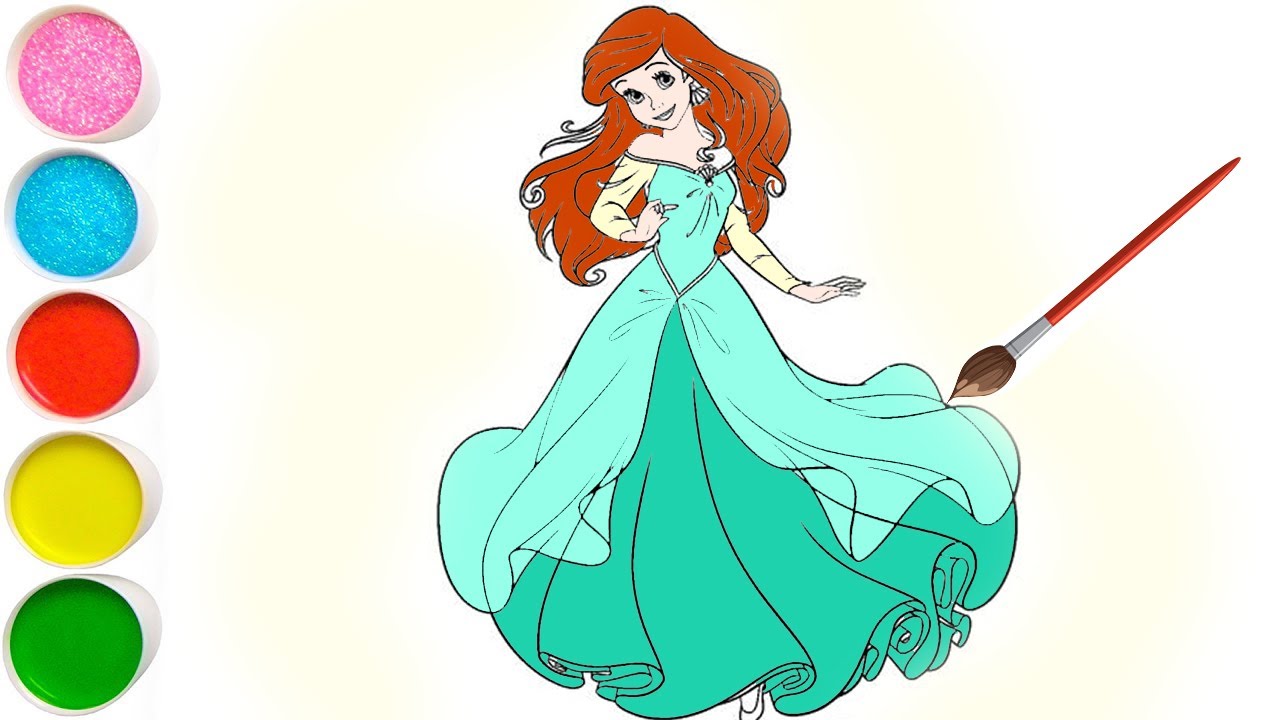 Ariel (The Little Mermaid) painting and coloring for kids - YouTube