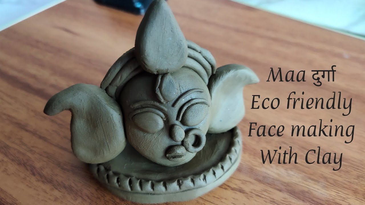 How to make eco friendly Maa Durga Face with clay for Navratri Puja ...