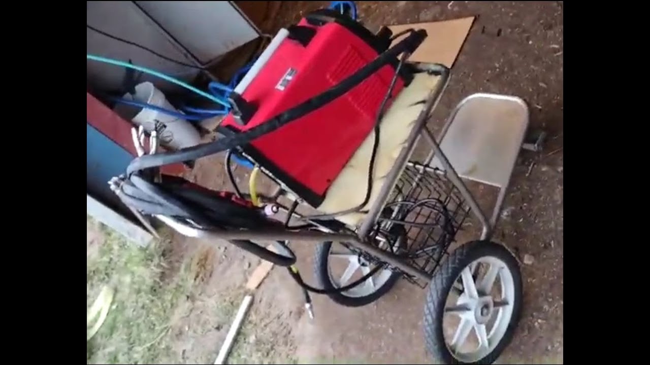 Building a cart for the plasma cutter out of a junk cart, push mower ...
