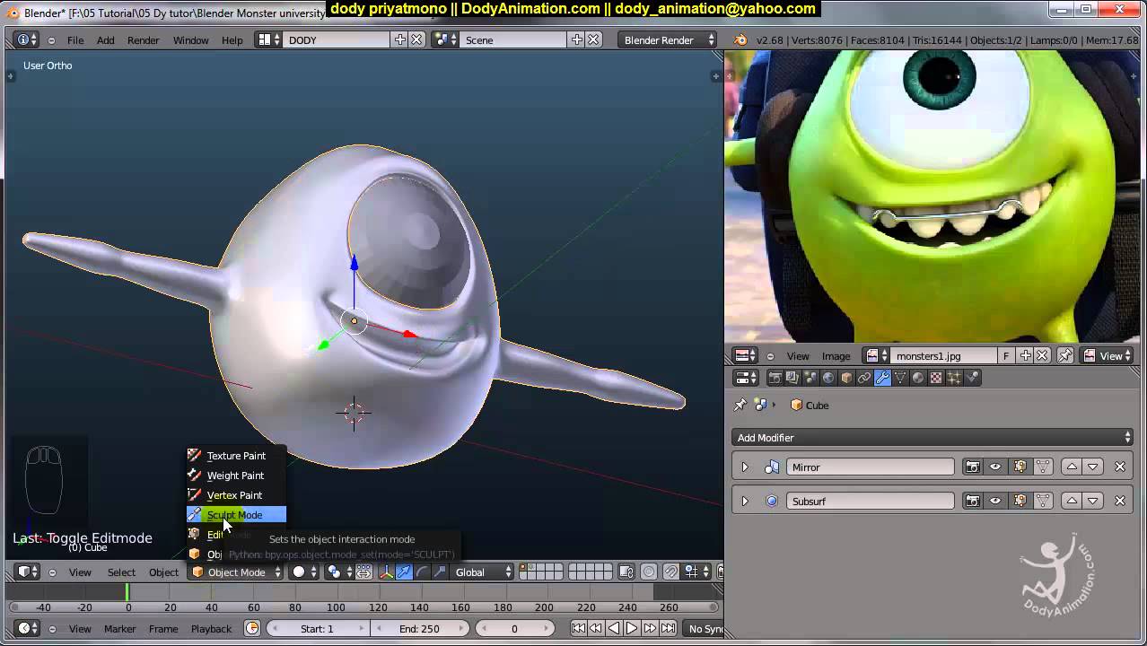 Video tutorial bahasa indonesia: Monster university modeling with ...