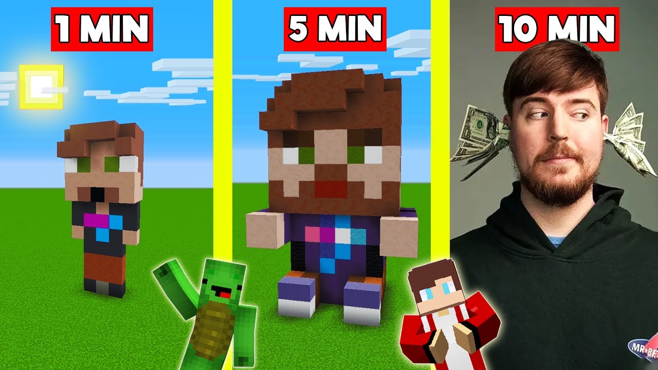 MR BEAST STATUE Build Battle In Minecraft - NOOB VS PRO CHALLENGE ...