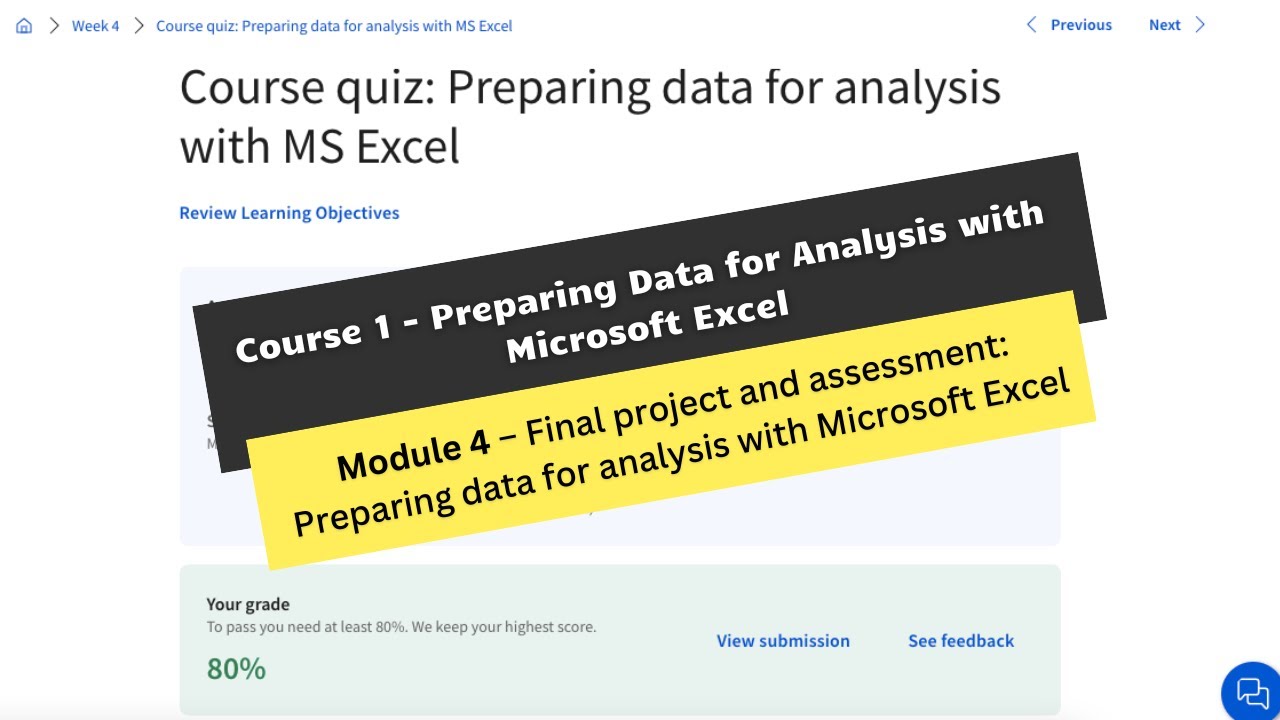 Preparing Data For Analysis With Microsoft Excel Week 4 Coursera Answers Theanswershome Youtube